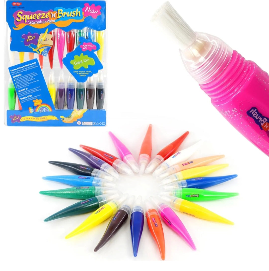 Squeeze n Brush Washable Paint Squeezable Brush Non-Toxic Refillable 2 ...